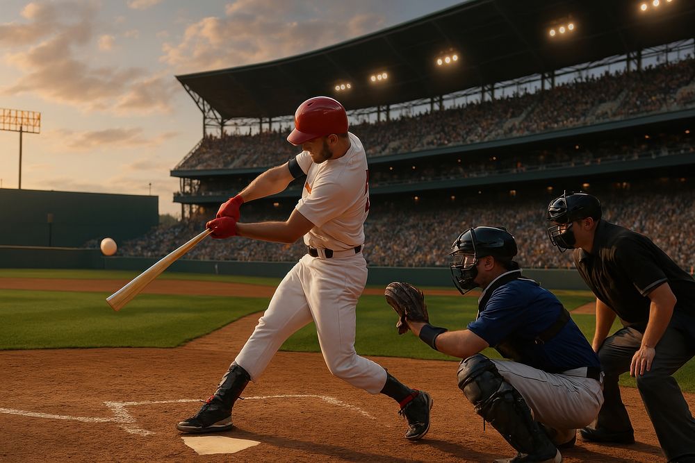 Baseball player hitting home run. | Free Photo - rawpixel