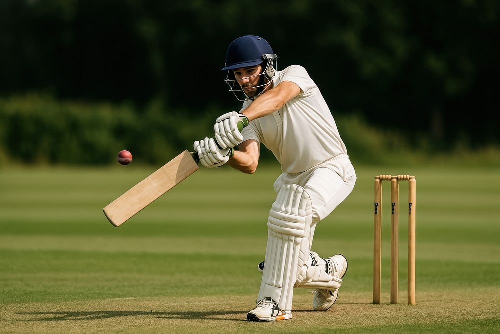 Cricketer batting on field. | Free Photo - rawpixel