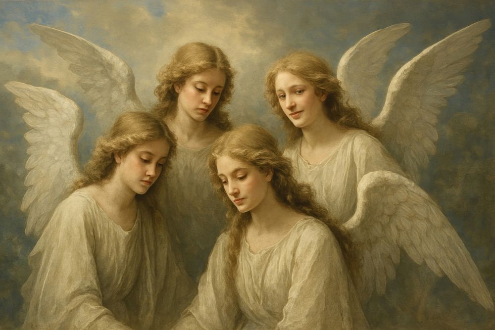 Ethereal angels in serene harmony. | Free Photo Illustration - rawpixel