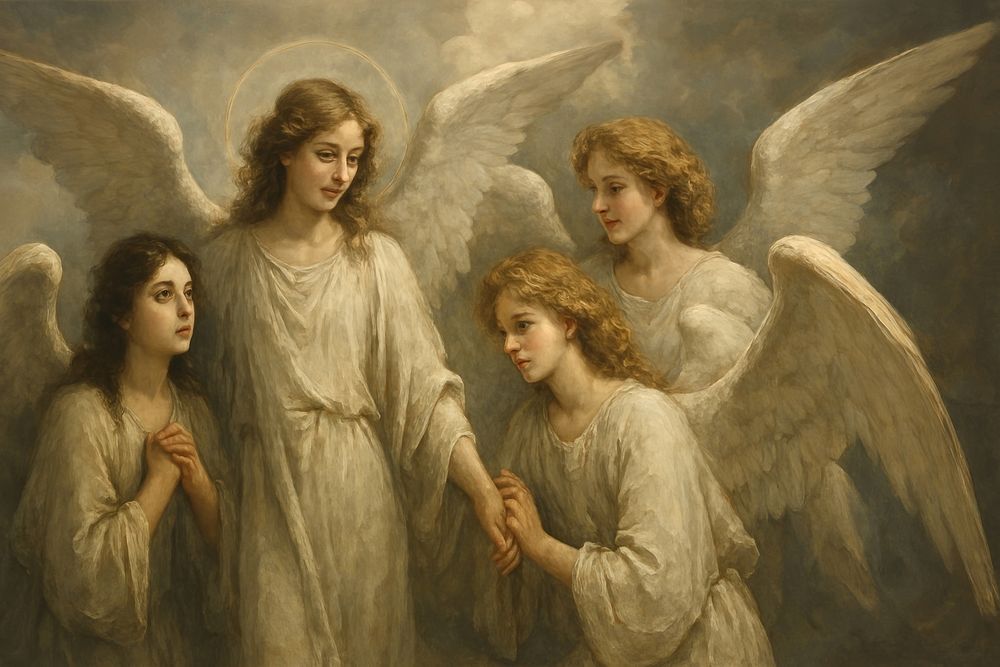 Ethereal angels in serene harmony. | Free Photo Illustration - rawpixel