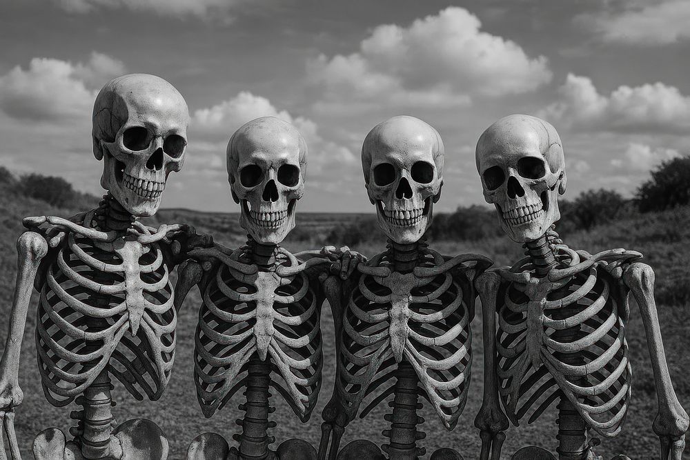 Four skeletons standing together. | Free Photo - rawpixel