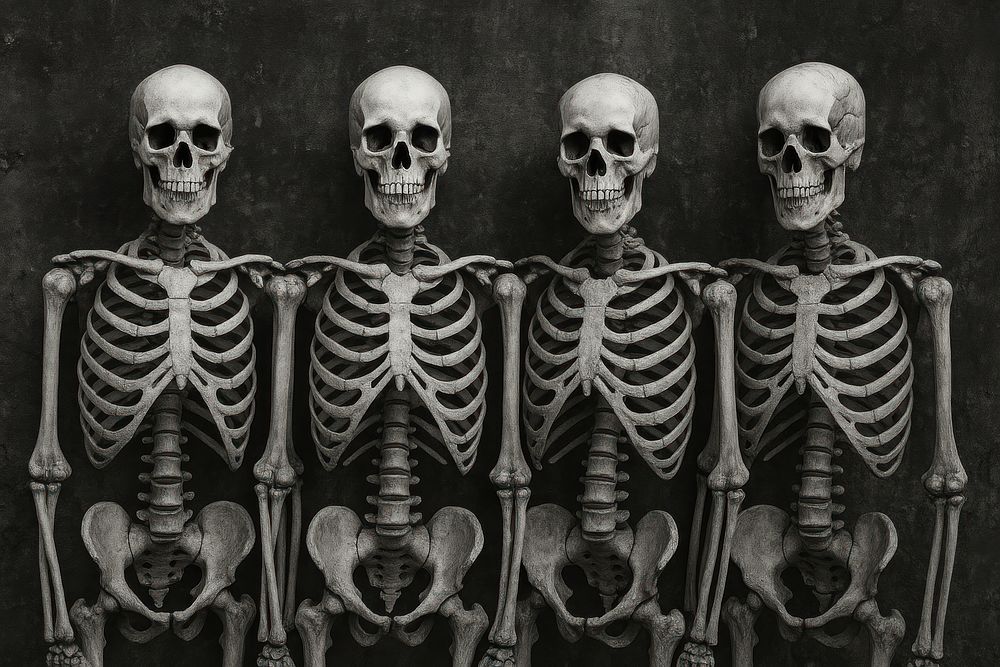 Four skeletons standing together. | Free Photo - rawpixel