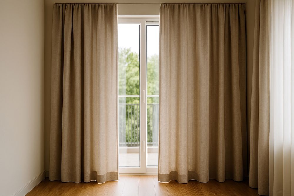 Elegant beige curtains framing window | Free Photo - rawpixel