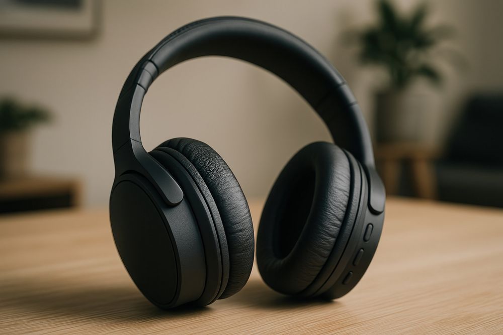 Sleek wireless headphones on table. | Free Photo - rawpixel