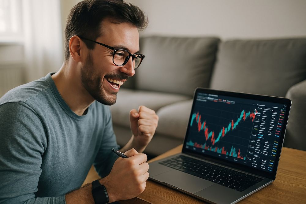 Excited trader analyzing stock market | Free Photo - rawpixel
