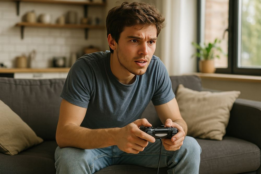 Focused gamer enjoying challenge. | Free Photo - rawpixel