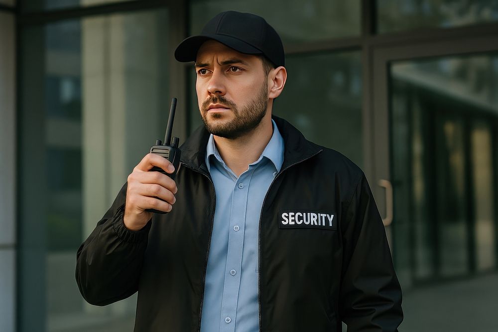 Vigilant security guard with radio. | Free Photo - rawpixel
