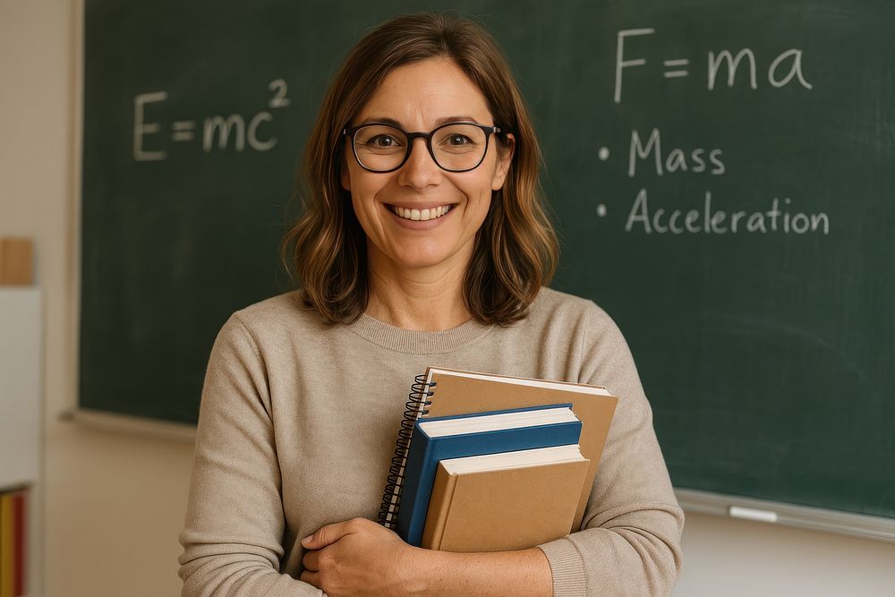Smiling teacher holding books. | Free Photo - rawpixel