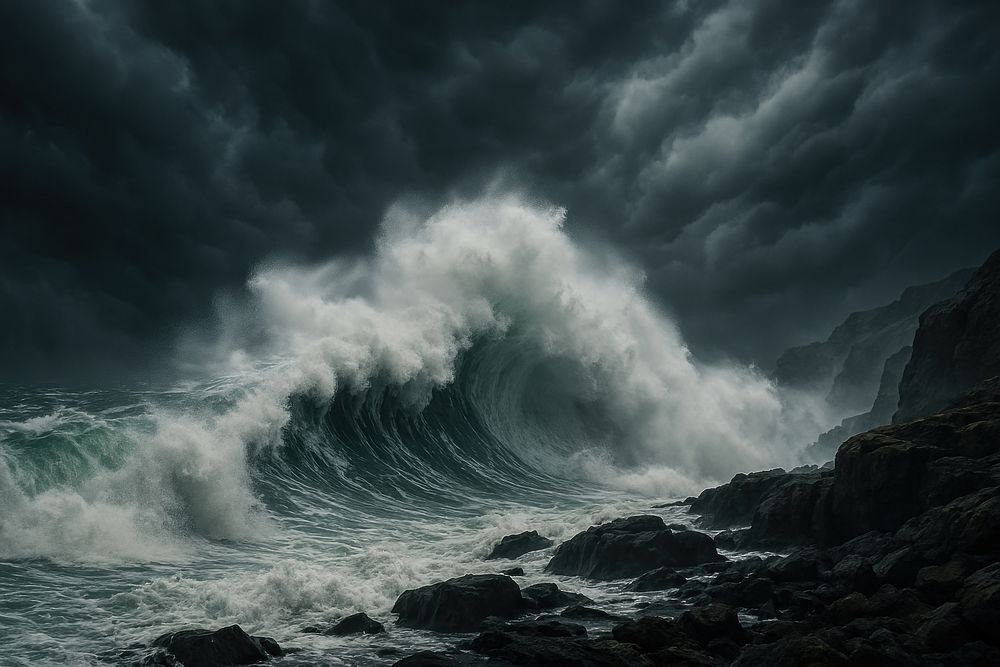 Dramatic ocean storm waves | Free Photo - rawpixel