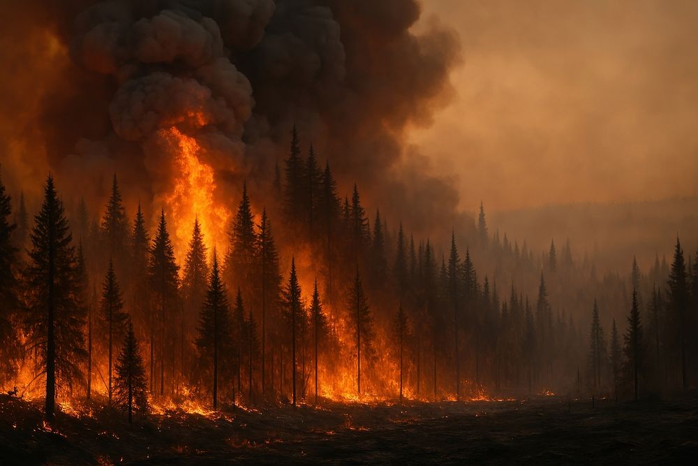 Intense forest wildfire scene captured. | Free Photo - rawpixel