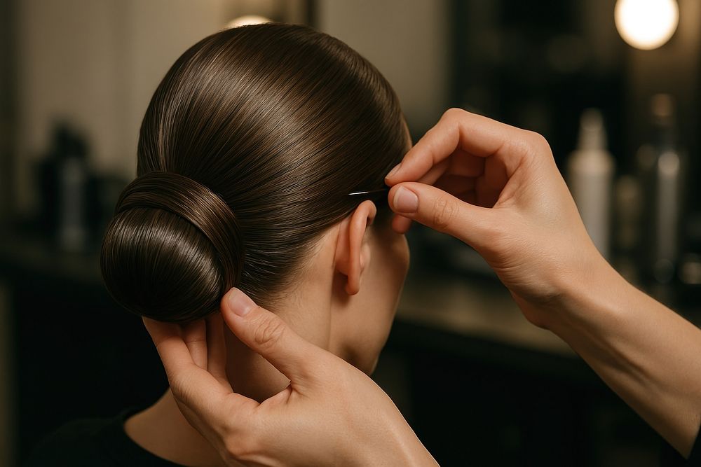 Elegant bun hairstyle preparation | Free Photo - rawpixel