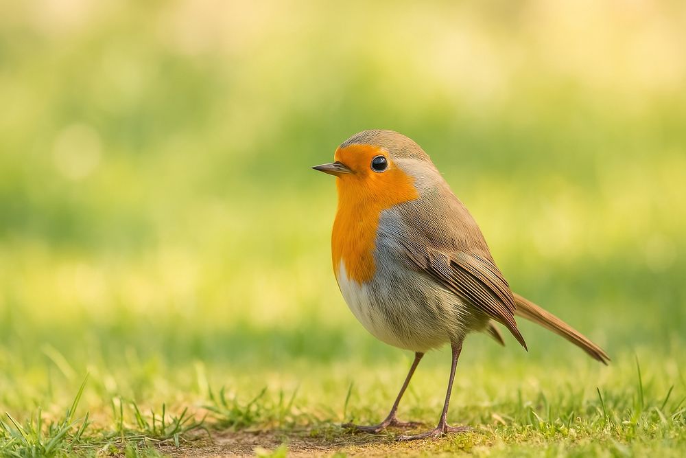 Vibrant robin on grass | Free Photo - rawpixel