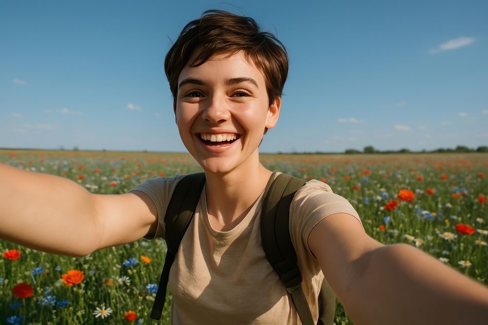 Joyful selfie in nature | Free Photo - rawpixel