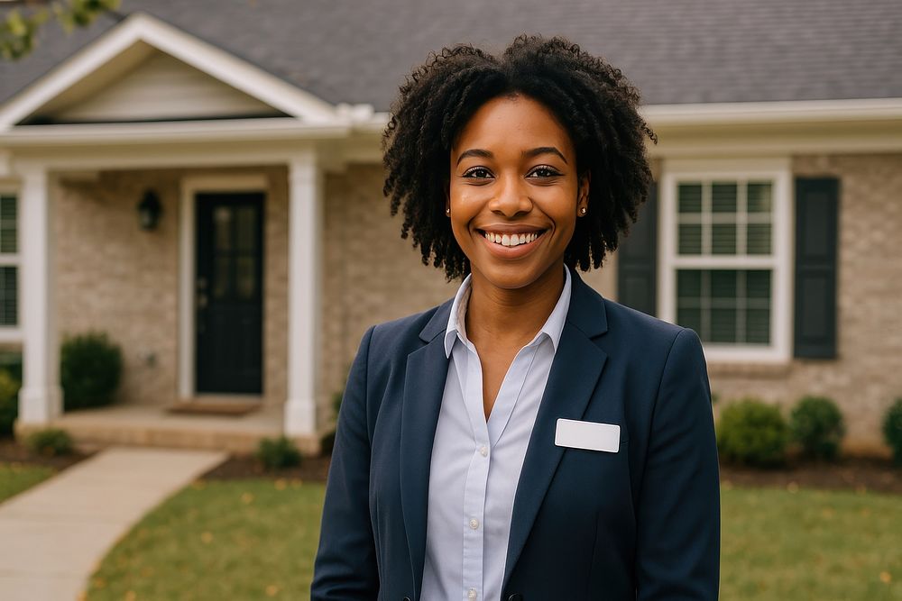 Confident realtor outside home | Free Photo - rawpixel