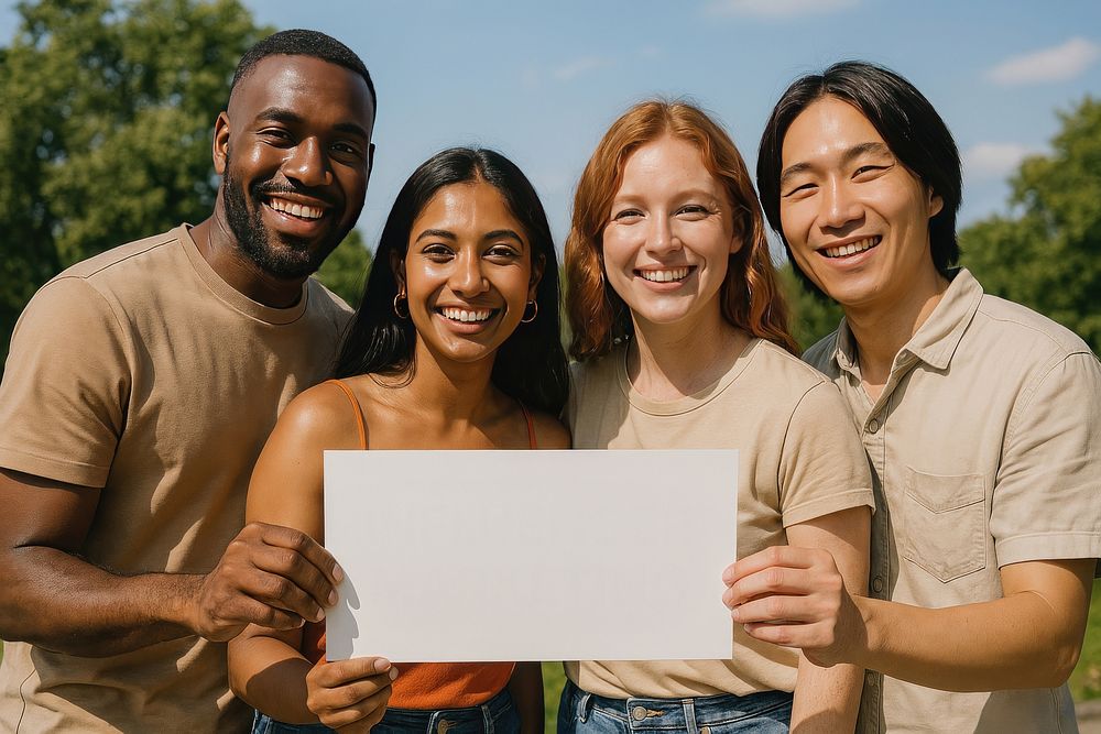 Diverse group holding sign | Free Photo - rawpixel