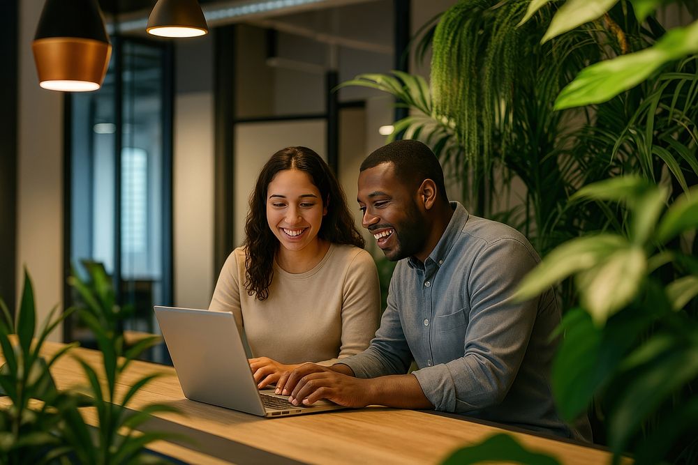 Happy colleagues collaborating together | Free Photo - rawpixel