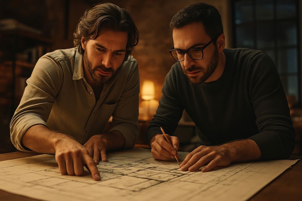 Architects collaborating on plans. | Free Photo - rawpixel