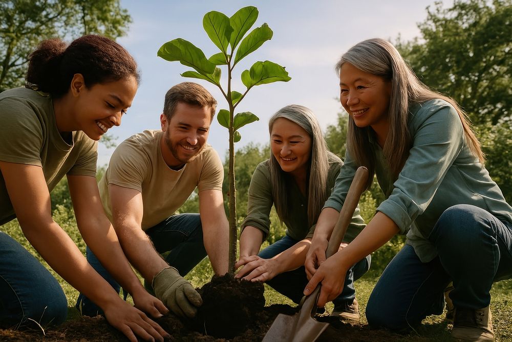 Group planting tree together joyfully | Free Photo - rawpixel