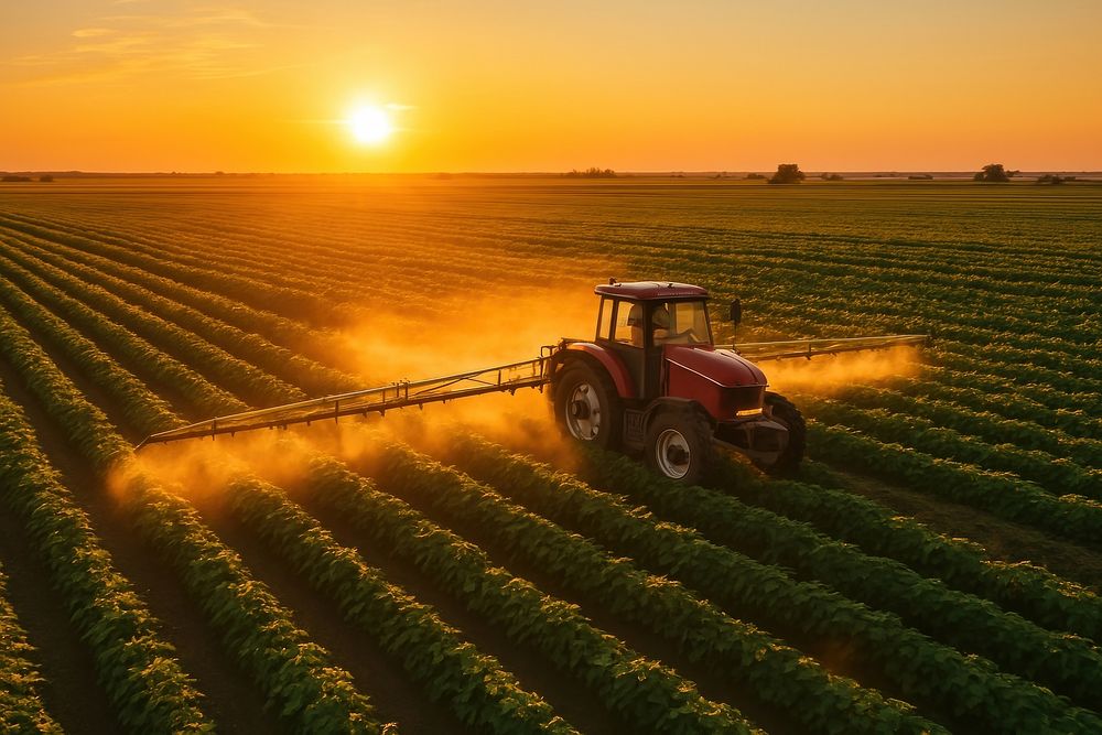 Tractor spraying crops sunset | Free Photo - rawpixel
