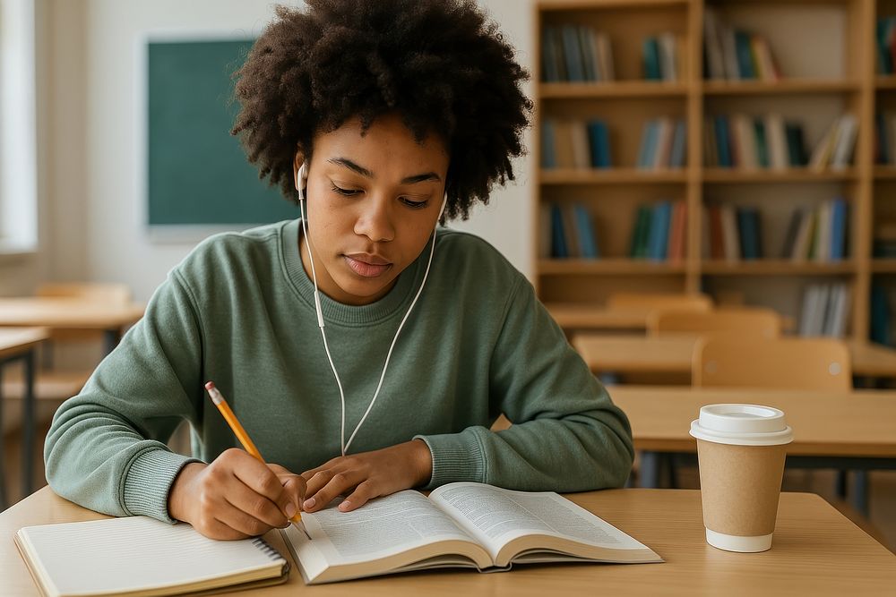 Focused student studying alone. | Free Photo - rawpixel