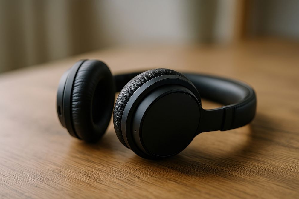 Sleek wireless headphones on table. | Free Photo - rawpixel