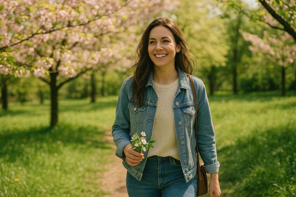 Woman enjoying springtime nature. | Free Photo - rawpixel