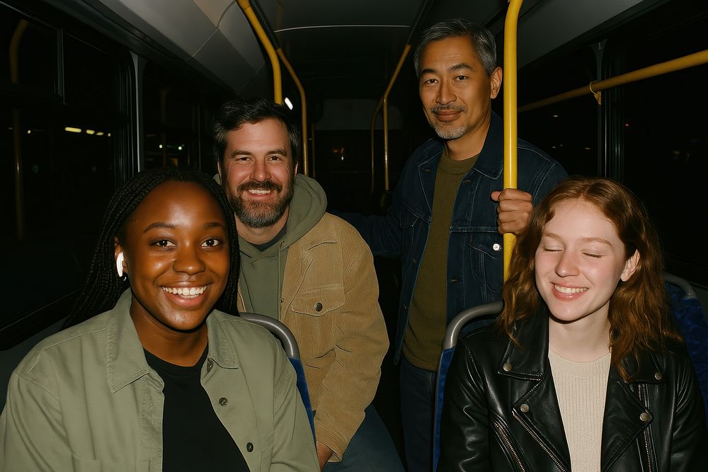 Diverse friends enjoying bus ride. | Free Photo - rawpixel