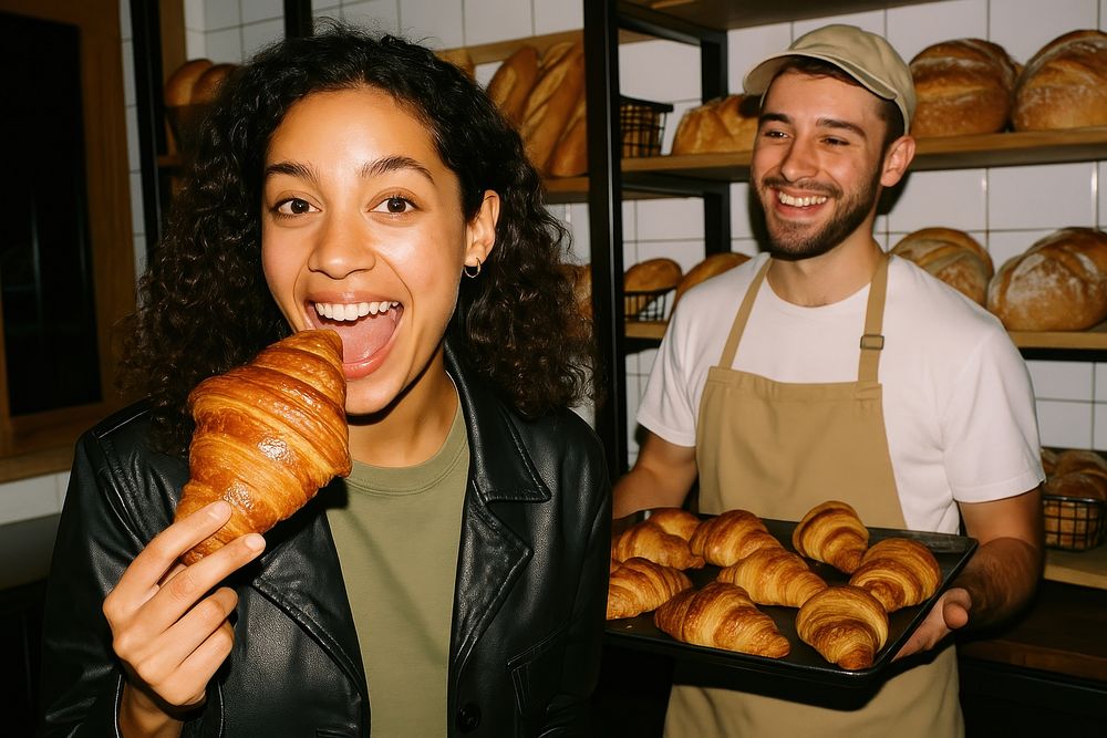 Joyful bakery croissant delight | Free Photo - rawpixel