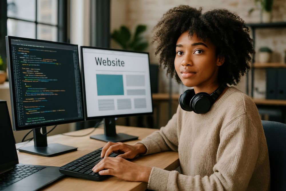 Web developer coding at desk | Free Photo - rawpixel