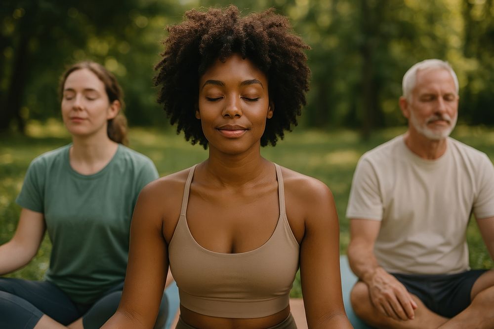 Diverse group meditating outdoors | Free Photo - rawpixel