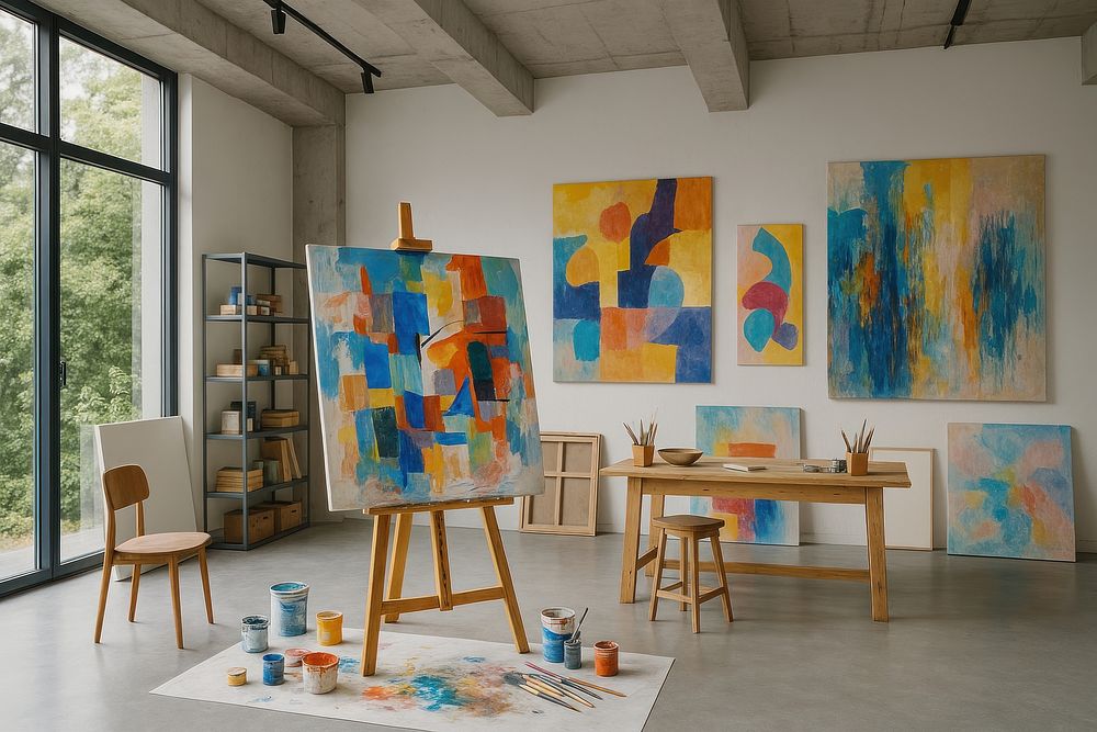 Colorful abstract art studio space. | Free Photo - rawpixel