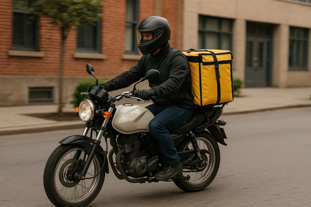 Motorcycle delivery service urban | Free Photo - rawpixel