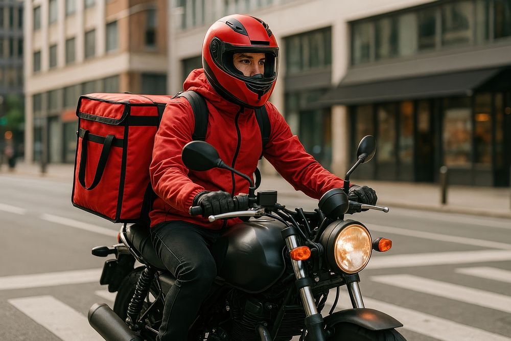 Urban delivery motorcycle rider. | Free Photo - rawpixel