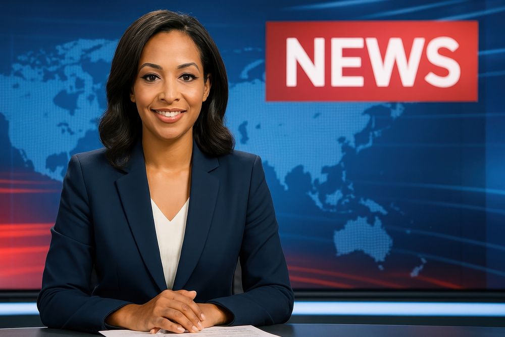 Professional news anchor broadcasting live | Free Photo - rawpixel