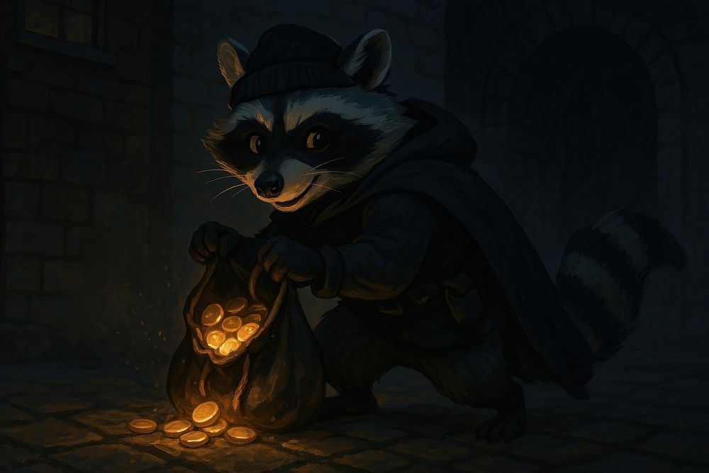 Mischievous raccoon thief illustration. | Free Photo Illustration ...
