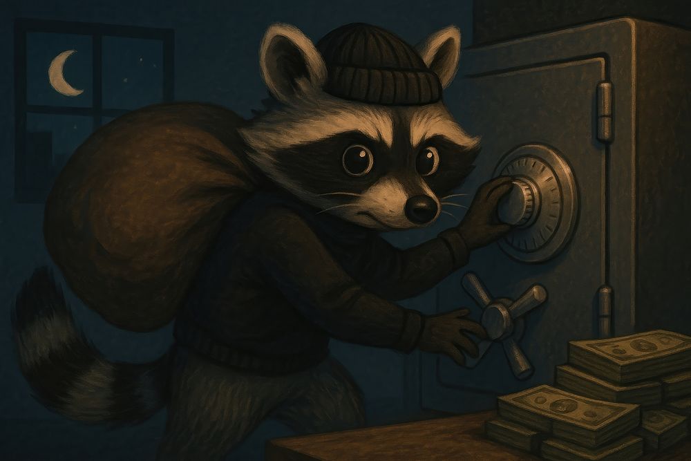 Raccoon heist in progress | Free Photo Illustration - rawpixel