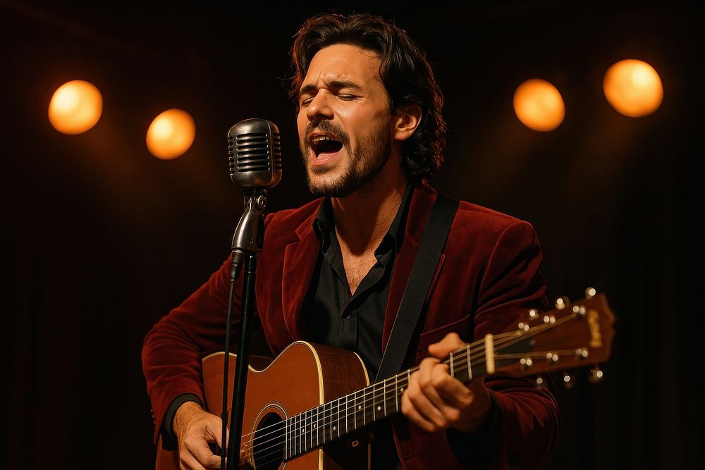 Musician performing with acoustic guitar | Free Photo - rawpixel