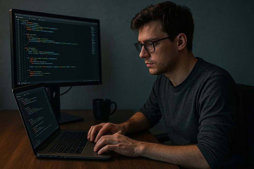 Focused programmer coding intensely. | Free Photo - rawpixel