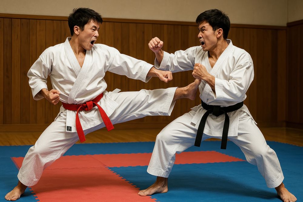 Karate practitioners in intense duel. | Free Photo - rawpixel