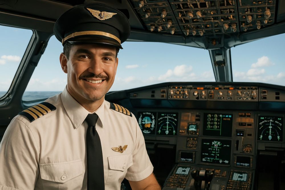 Pilot smiling inside cockpit | Free Photo - rawpixel
