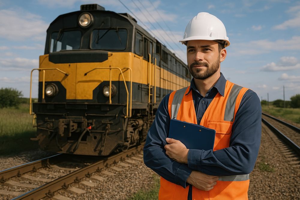 Engineer inspecting train tracks. | Free Photo - rawpixel