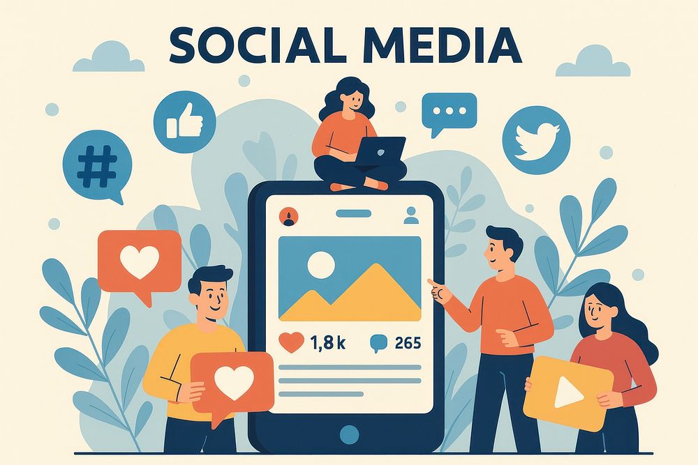 Engaging social media interaction illustration. | Free Photo ...