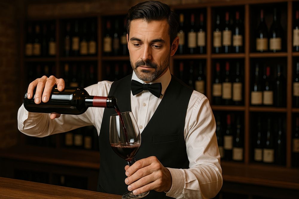 Sommelier pouring red wine elegantly | Free Photo - rawpixel