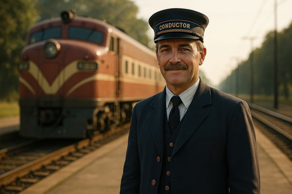 Vintage train conductor portrait | Free Photo - rawpixel