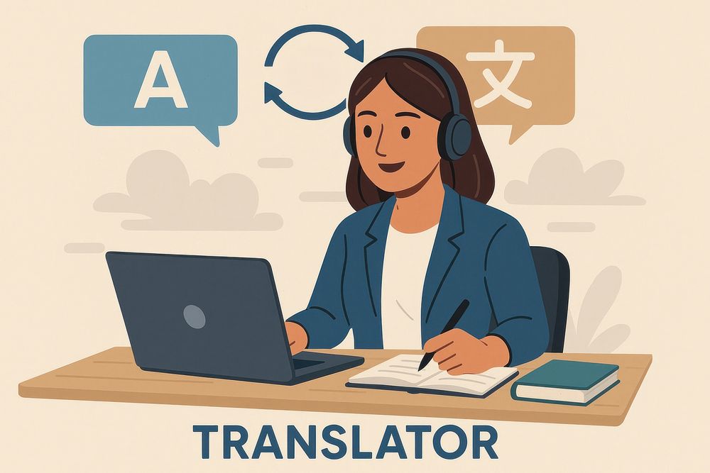 Translator working with technology. | Free Photo Illustration - rawpixel