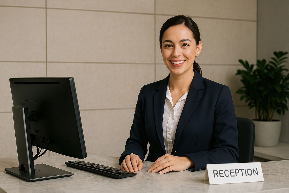 Professional receptionist at office desk. | Free Photo - rawpixel