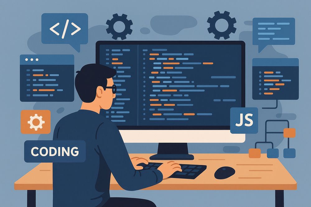 Developer coding programming illustration | Free Photo Illustration - rawpixel