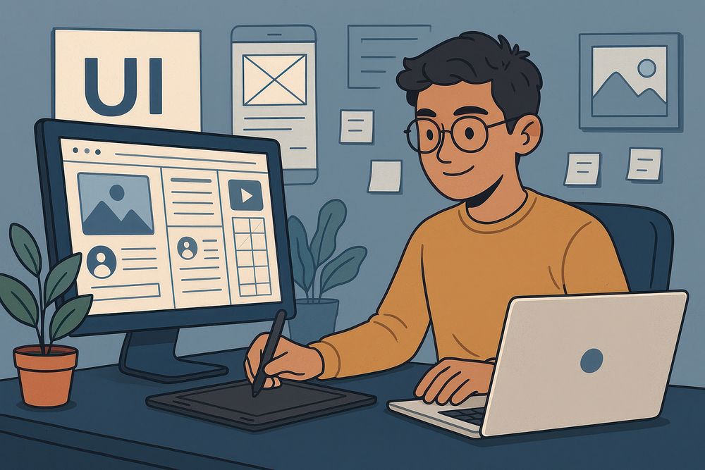 Designer creating user interface illustration | Free Photo Illustration ...