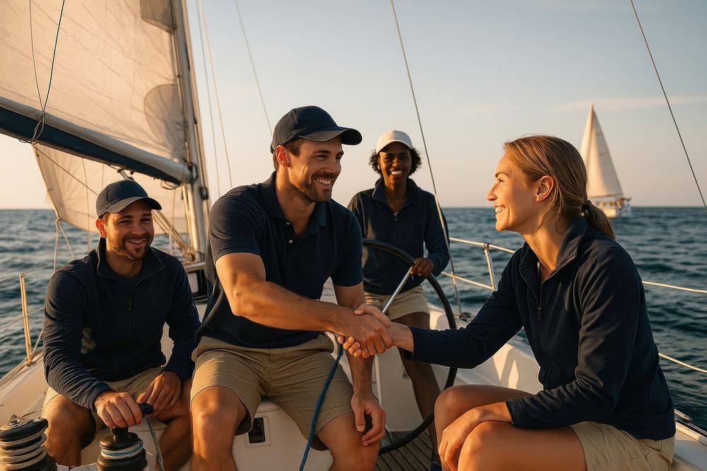 Sailing teamwork handshake smiles | Free Photo - rawpixel