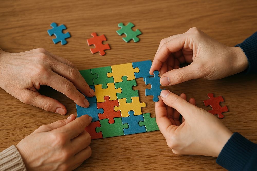 Collaborative puzzle-solving hands activity. | Free Photo - rawpixel